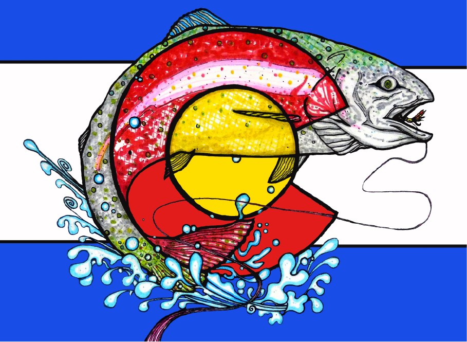 4.5" x 3" Colorado Flag Colorado Trout Sticker – BlueDog Stickers